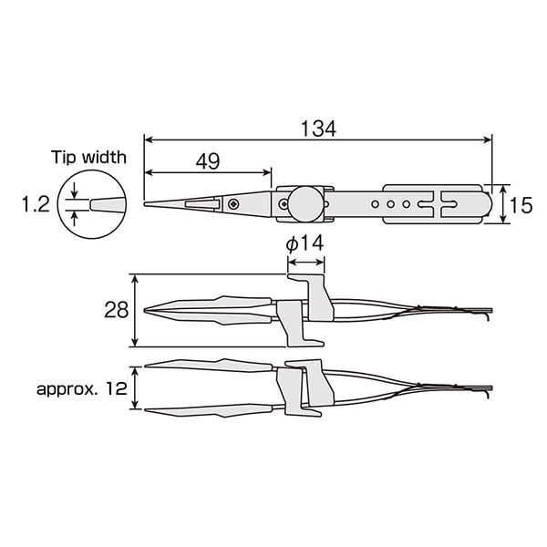 P-630-S Reverse Action ESD Tip Tweezers [HOZAN] HOZAN CO., LTD.