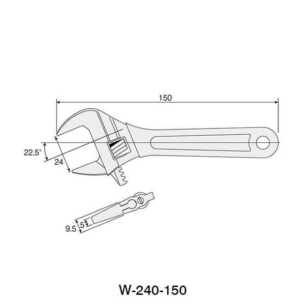 W-240 Adjustable Wrench [HOZAN] HOZAN TOOL INDUSTRIAL CO., LTD.