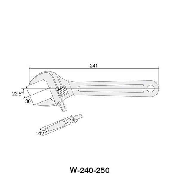 W-240 Adjustable Wrench [HOZAN] HOZAN TOOL INDUSTRIAL CO., LTD.